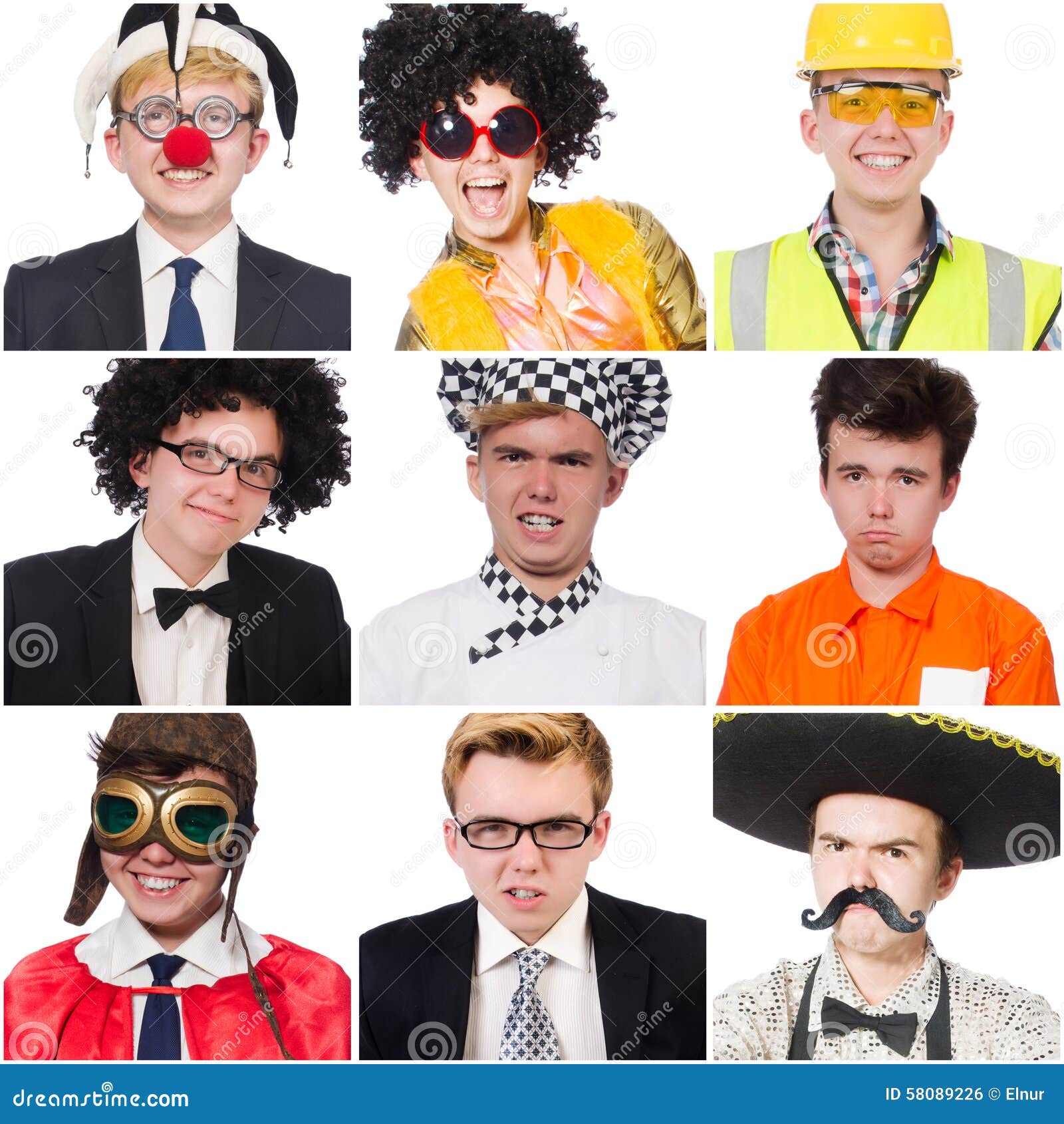 Collage of Many Faces from Same Model Stock Photo - Image of closeup ...