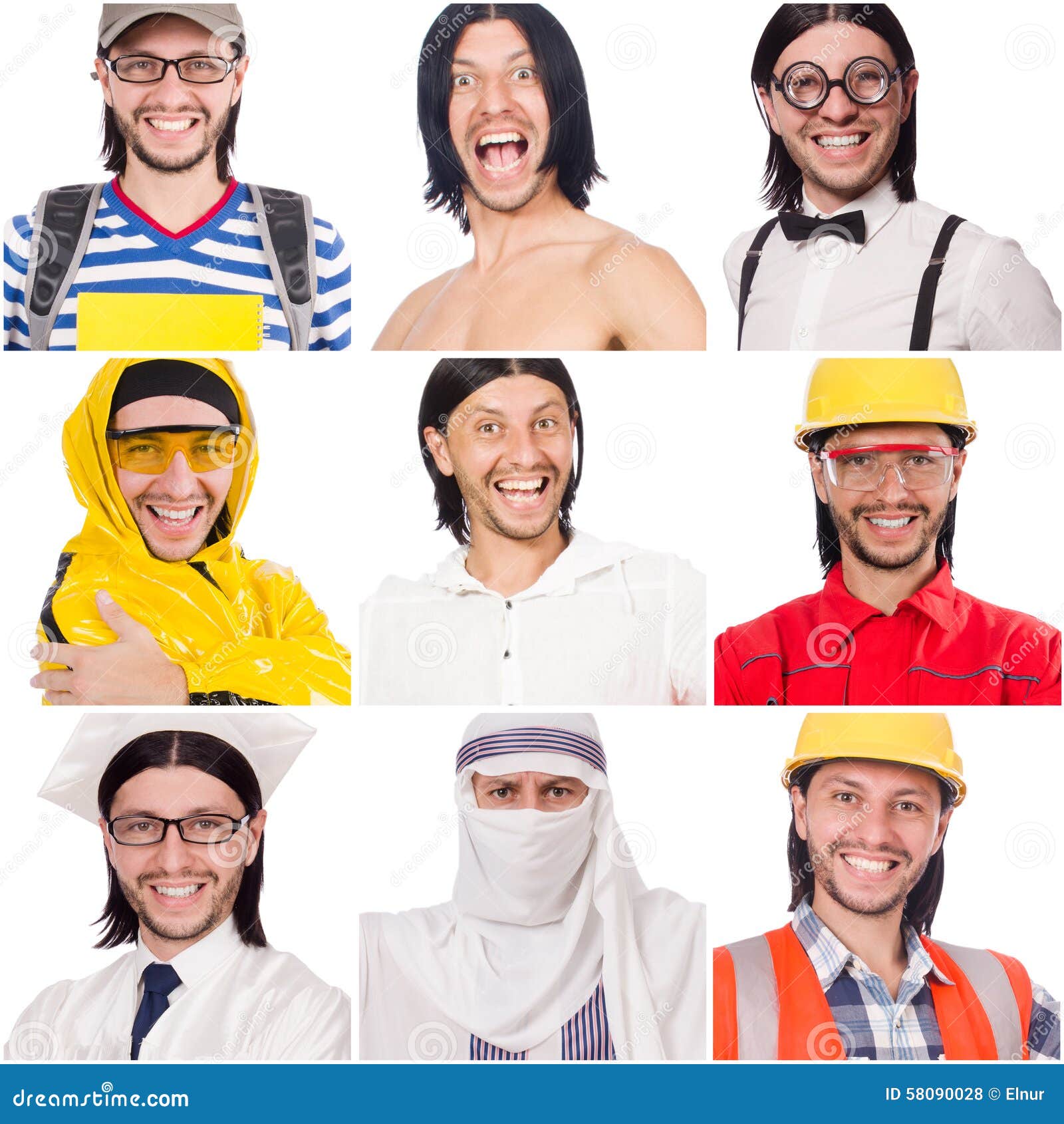 Collage of Many Faces from Same Model Stock Photo - Image of head ...