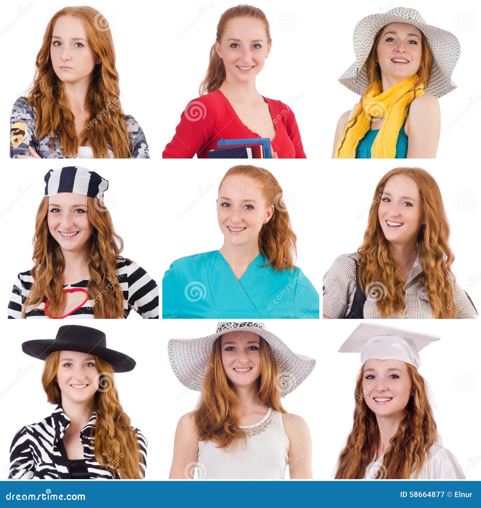 Collage of Many Faces from Same Model Stock Image - Image of composite ...