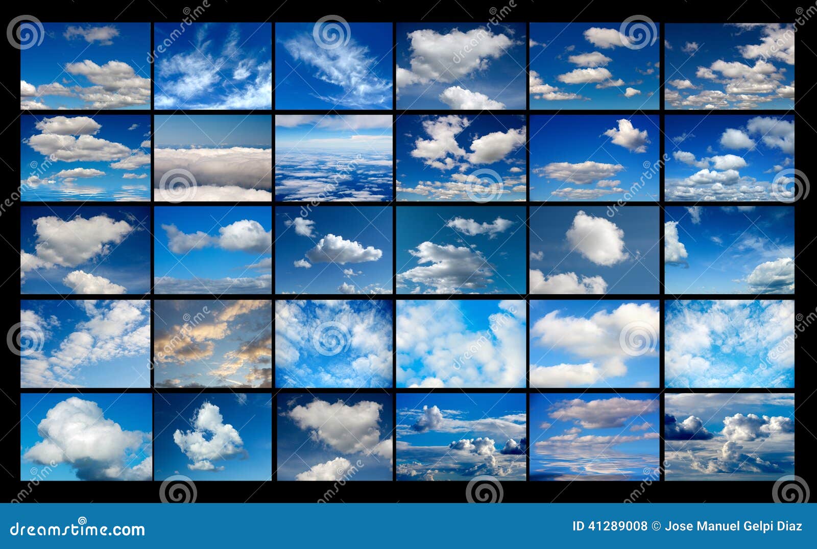 Collage of Many Images of Sky with Clouds Stock Photo - Image of clear ...