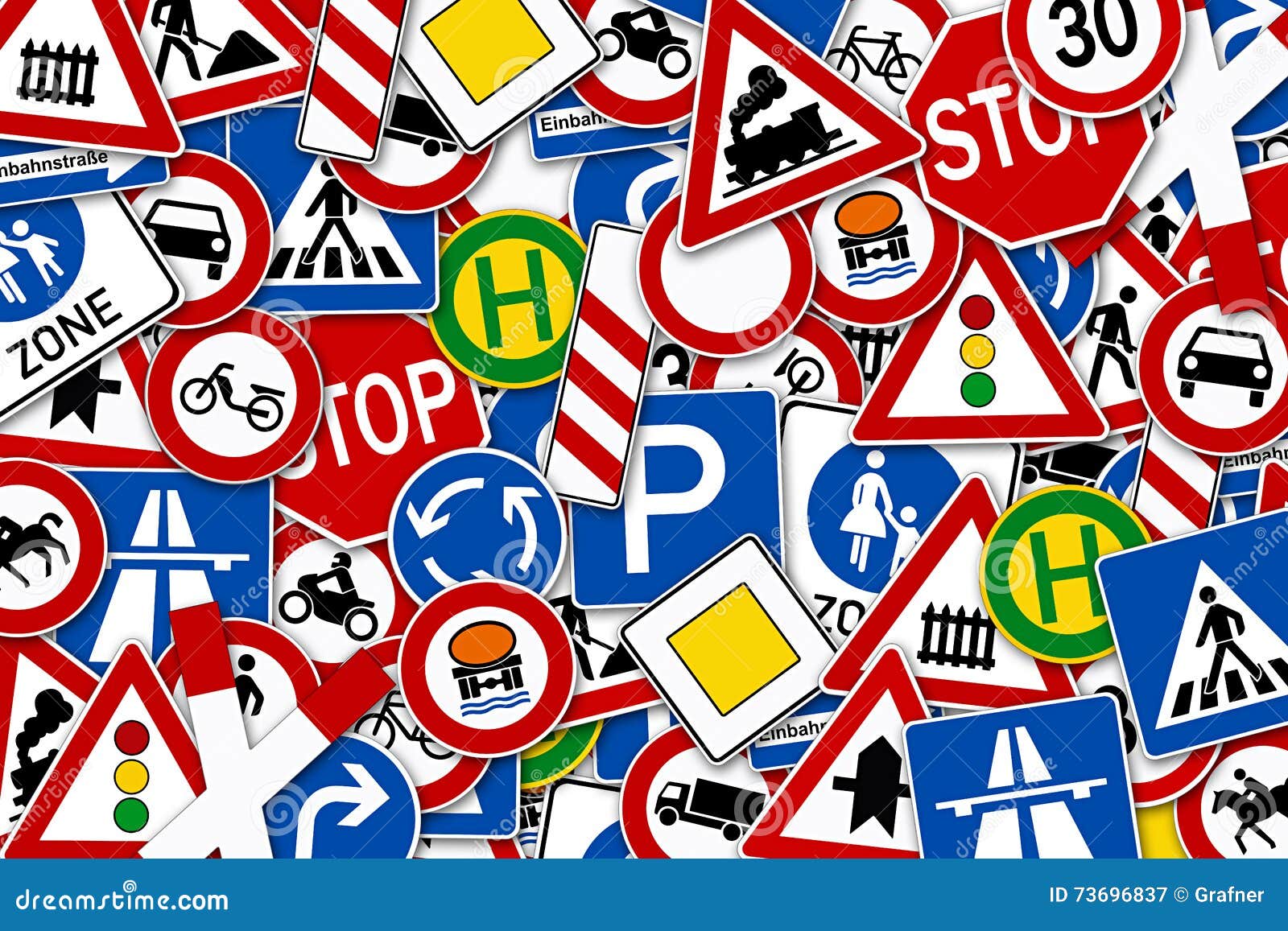 Collage of Many Road Sign Illustration Stock Illustration ...