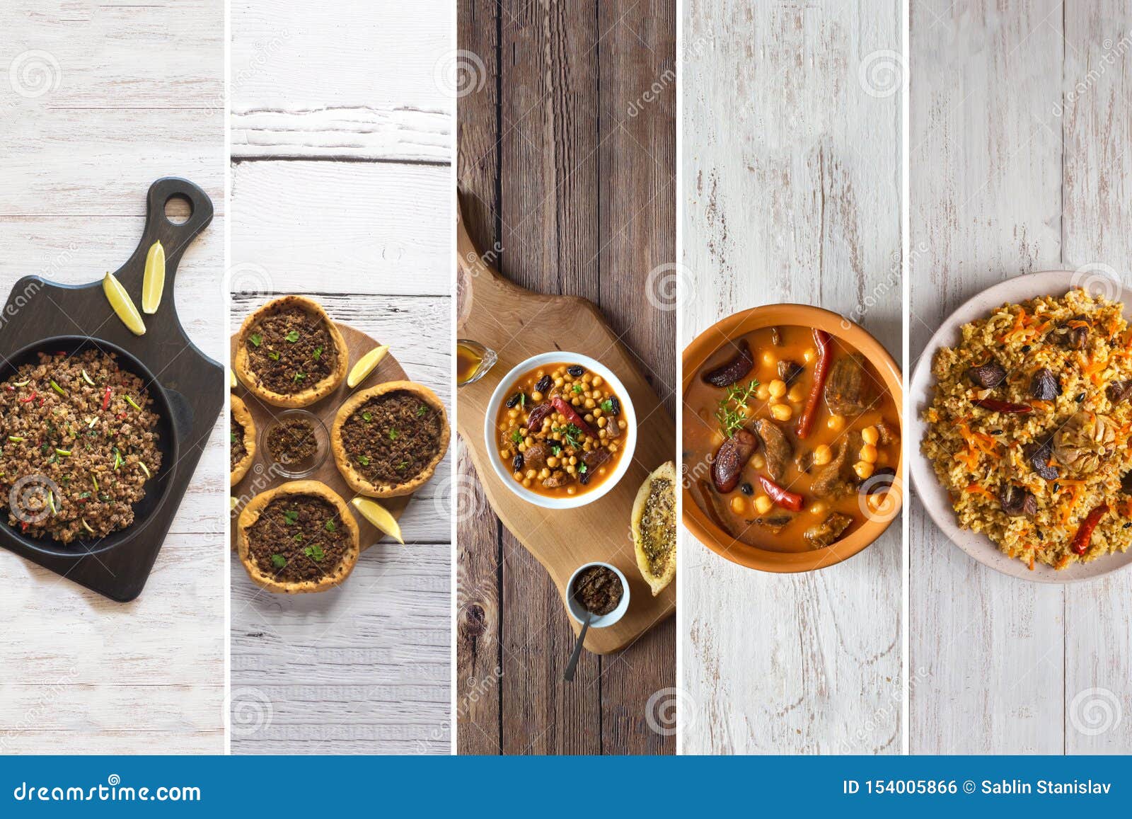 Collage with Meat Dishes of the World Cuisine Stock Photo - Image of ...