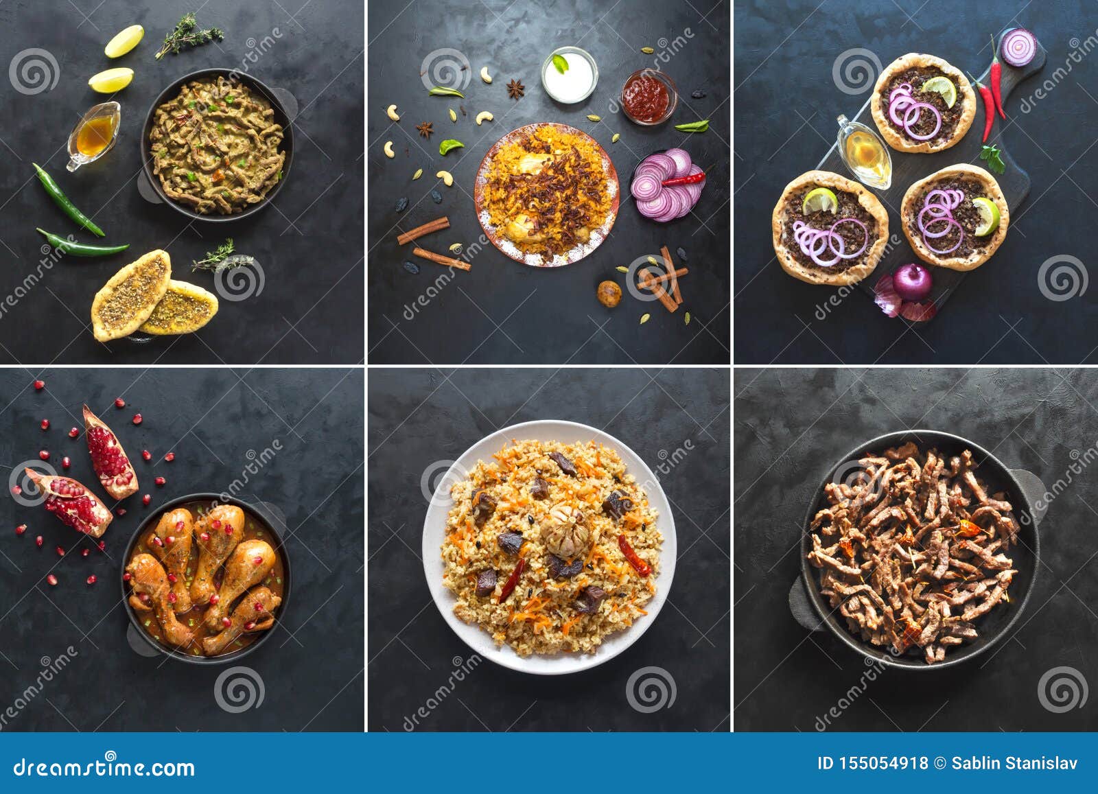 Collage with Meat Dishes of the World Cuisine. Stock Photo - Image of ...