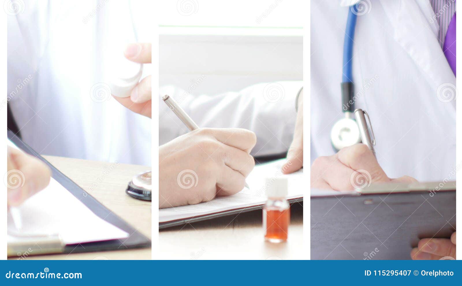 Collage of Medical Doctors Analyzing and Explaining Some Results Stock ...