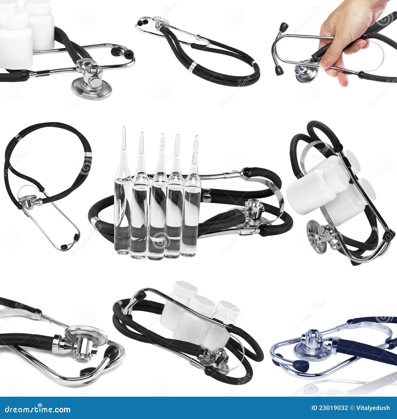 Collage of Medicine Tools. Isolated Over White Stock Photo - Image of ...