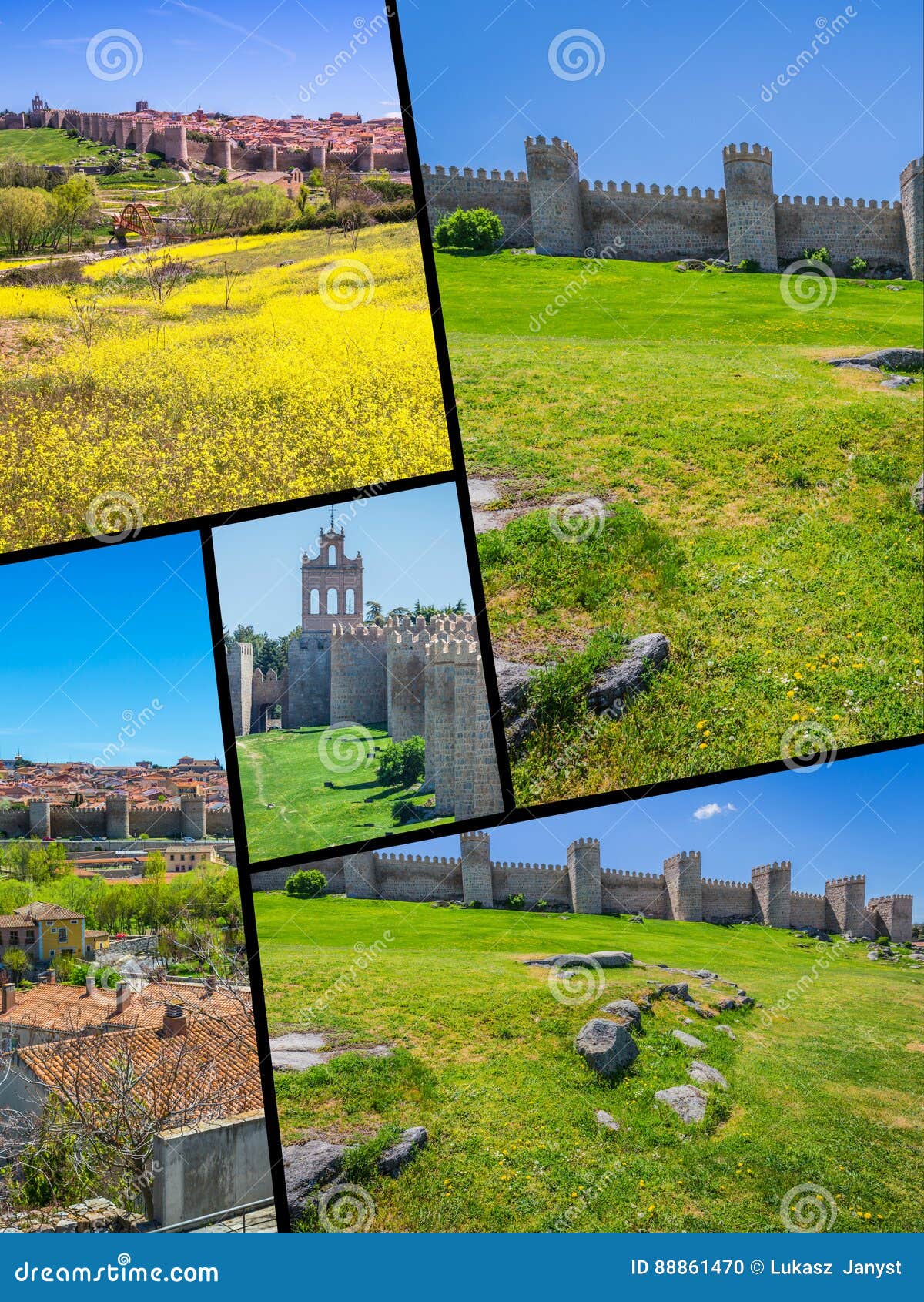 Collage of Medieval City Walls of Avila, Spain Stock Photo - Image of ...