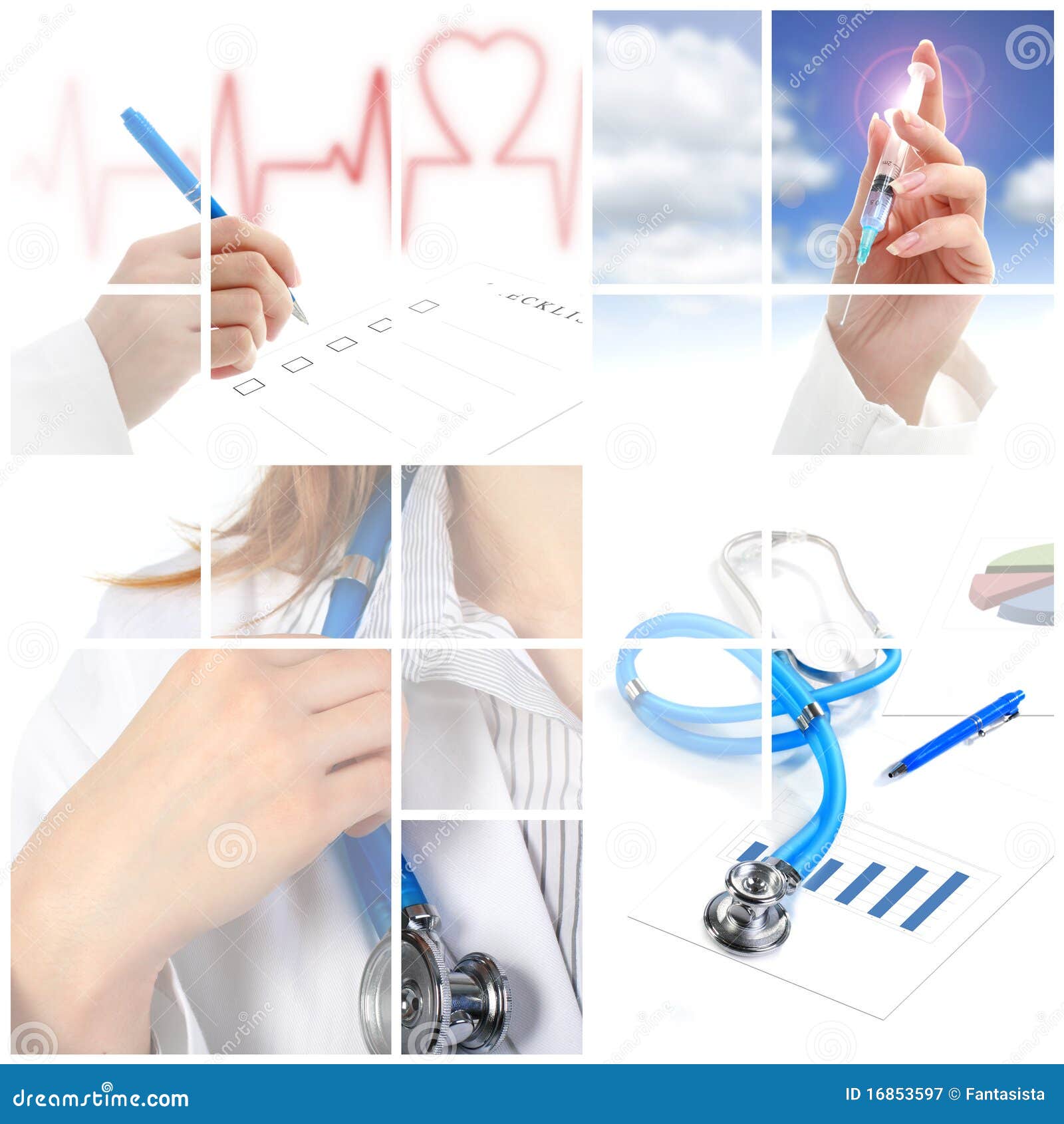 Collage. Medisch Concept Over Witte Achtergrond. Stock Afbeelding ...