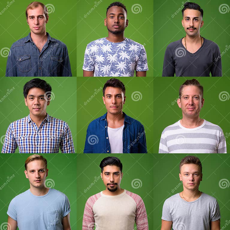 Collage of Men Looking at Camera Shot in Studio Stock Photo - Image of ...