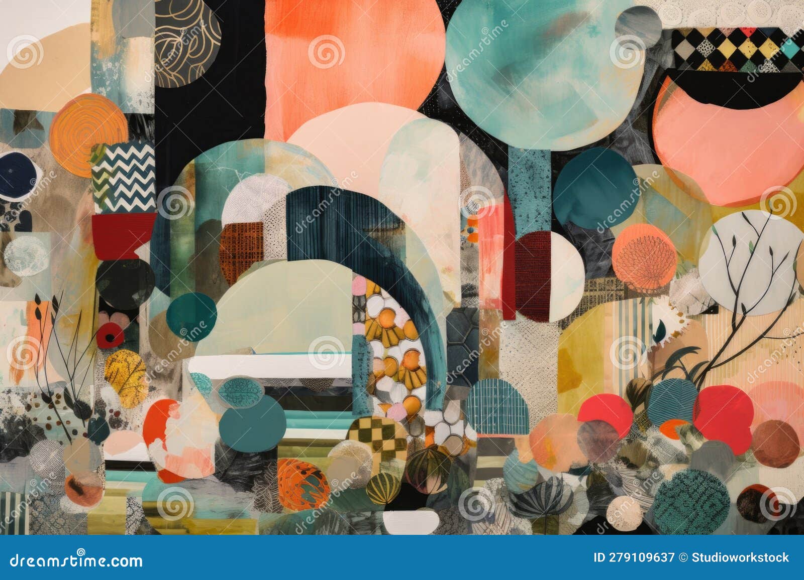 A Collage with a Mix of Textures, Shapes, and Colors Stock Image ...