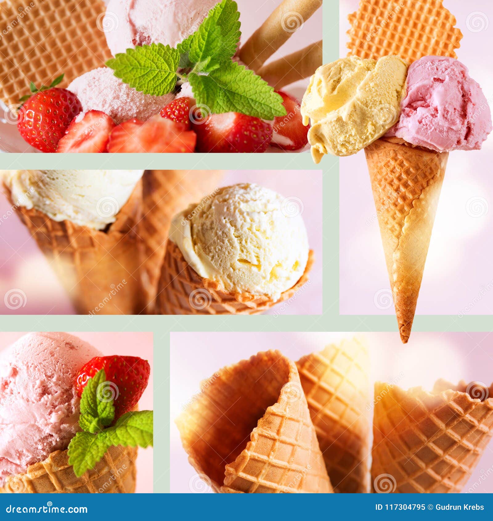 Collage with Mixed Ice Cream Stock Image - Image of group, collage ...