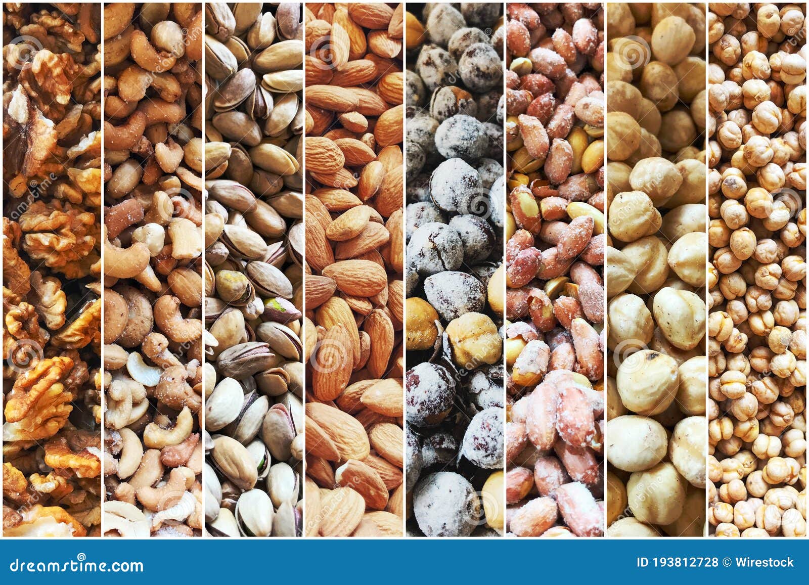Collage of Mixed Nuts As a Background Stock Photo - Image of dried ...