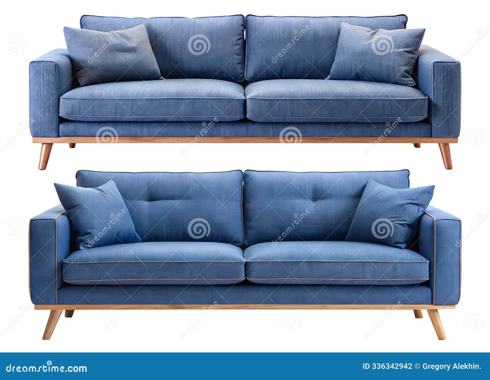 Collage with Modern Blue Sofas on Isolated White Background Stock Photo ...