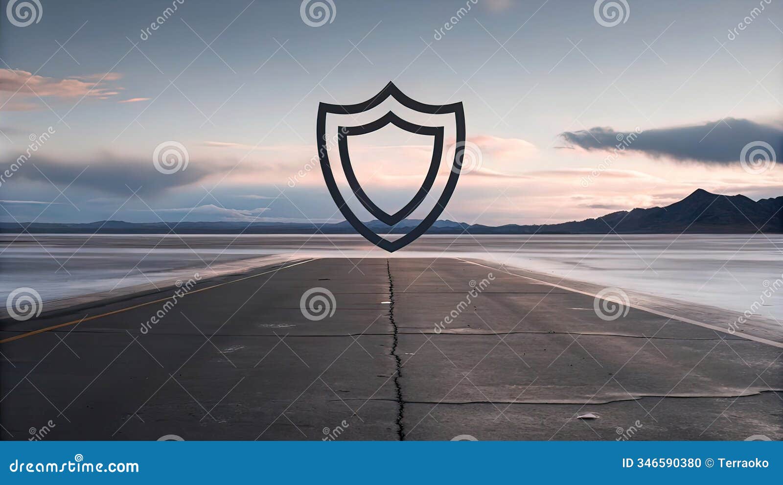 Collage with Modern Design of Electronic Shield Symbolizing the Concept ...