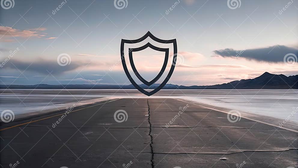 Collage with Modern Design of Electronic Shield Symbolizing the Concept ...