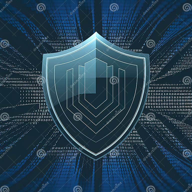 Collage with Modern Design of Electronic Shield Symbolizing the Concept of Computer Protection ...