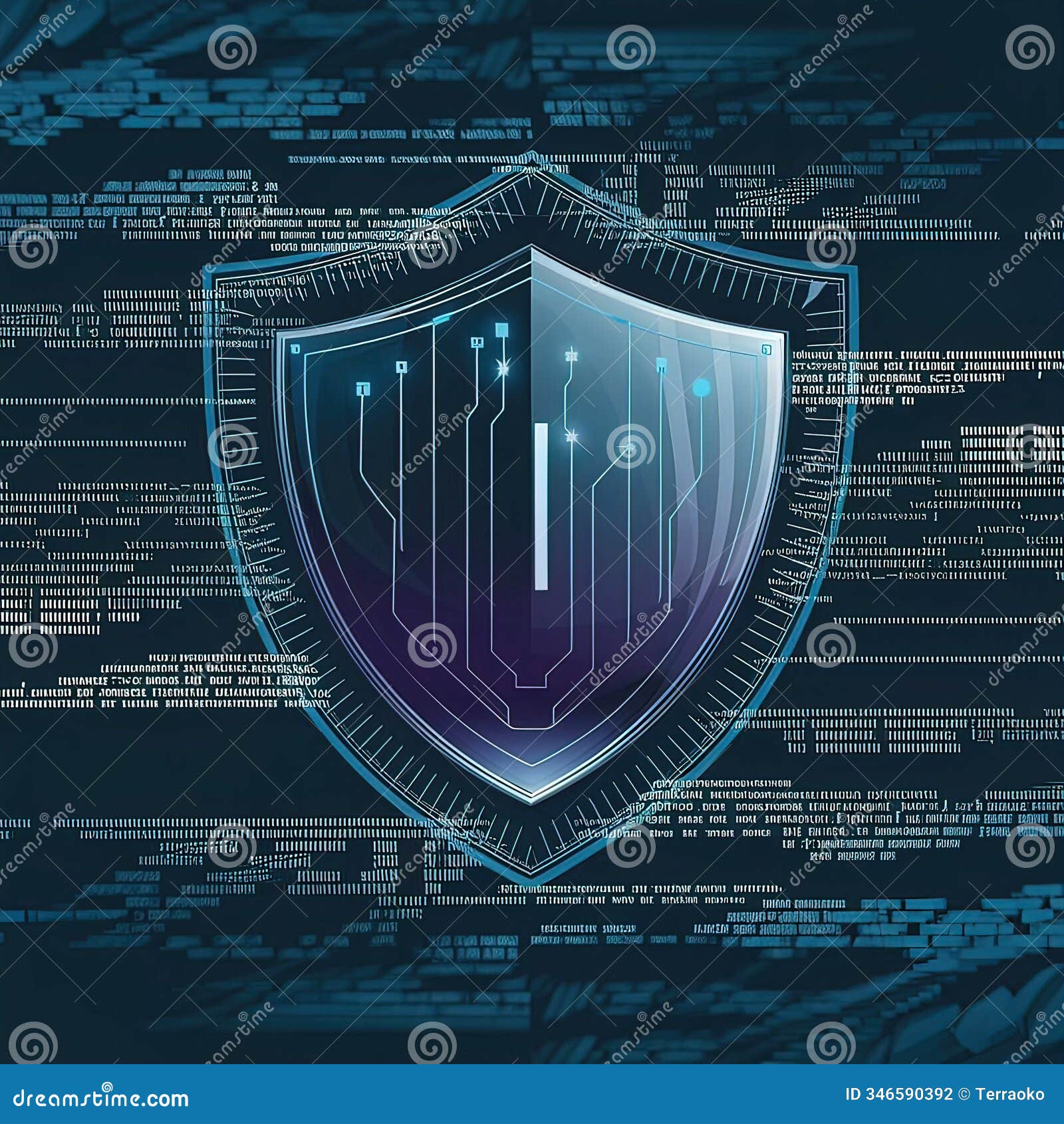 Collage with Modern Design of Electronic Shield Symbolizing the Concept ...