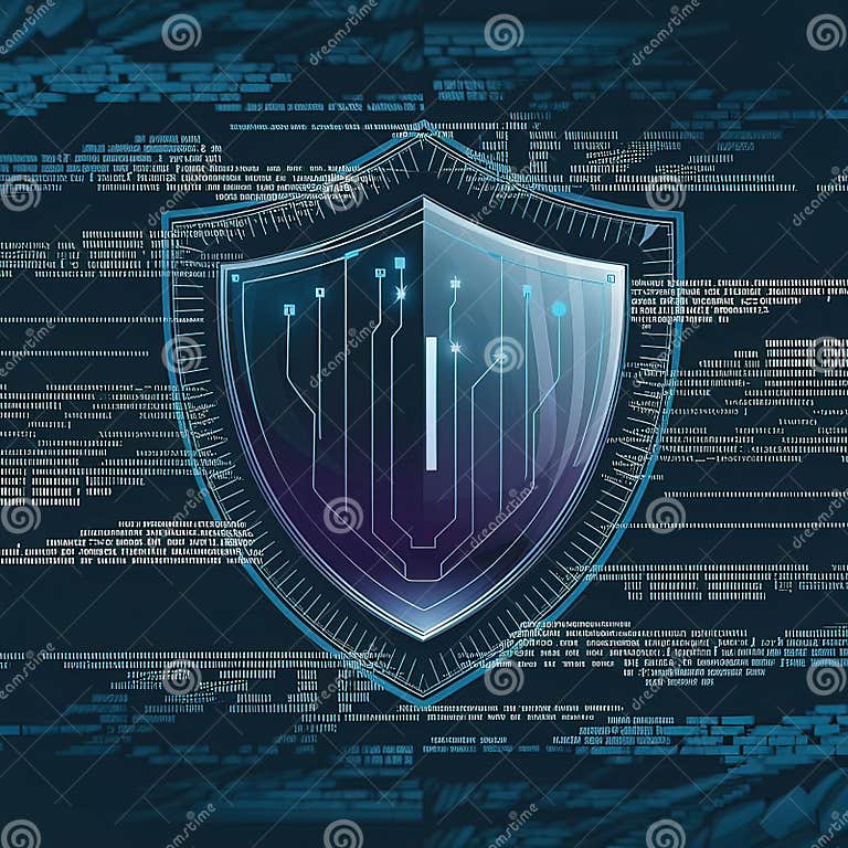 Collage with Modern Design of Electronic Shield Symbolizing the Concept of Computer Protection ...