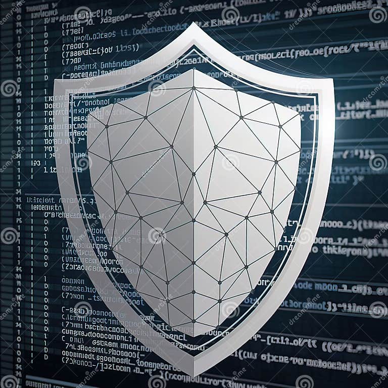 Collage with Modern Design of Electronic Shield Symbolizing the Concept of Computer Protection ...