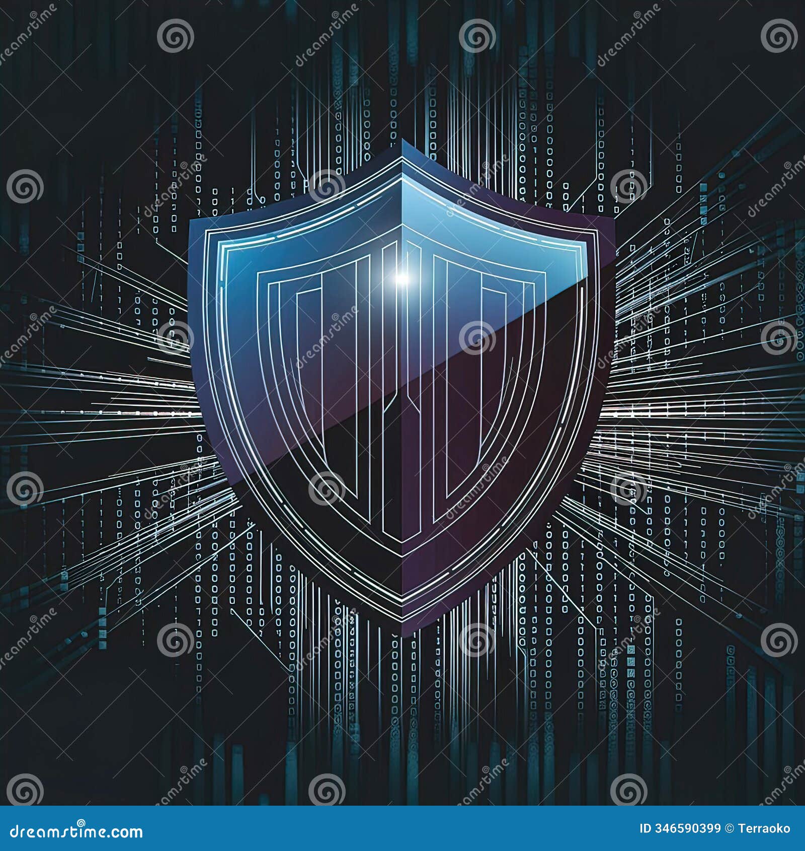 Collage with Modern Design of Electronic Shield Symbolizing the Concept ...