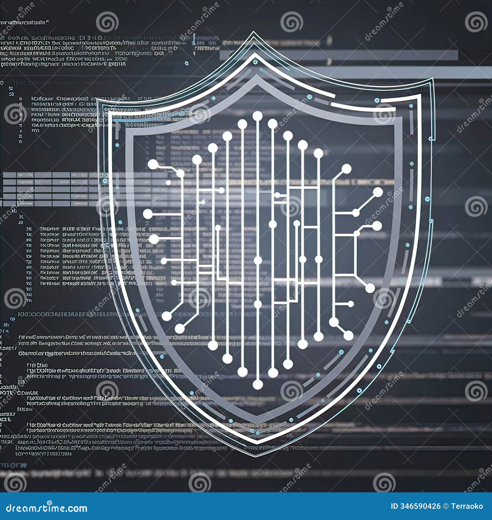 Collage with Modern Design of Electronic Shield Symbolizing the Concept ...