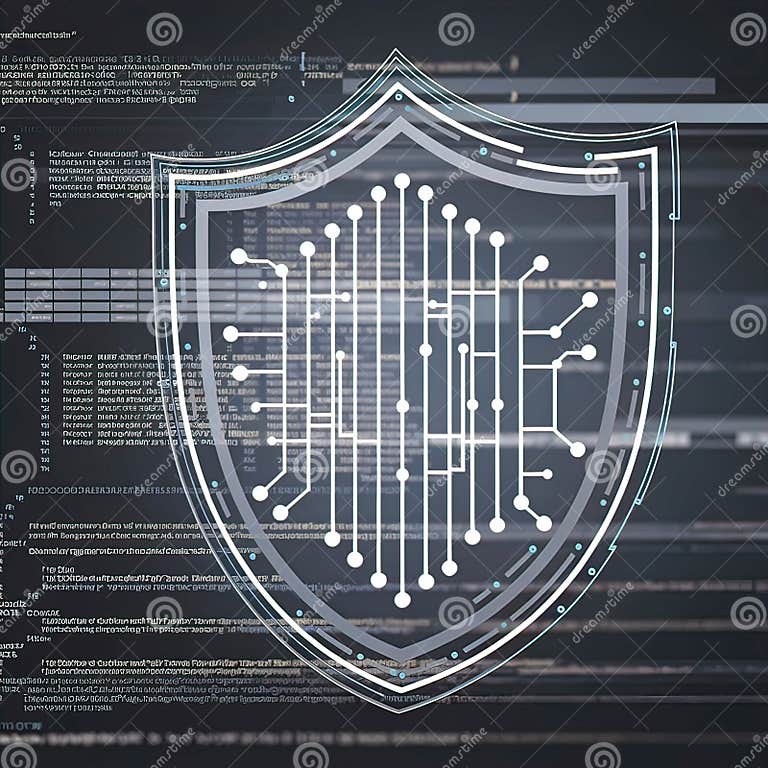 Collage with Modern Design of Electronic Shield Symbolizing the Concept of Computer Protection ...