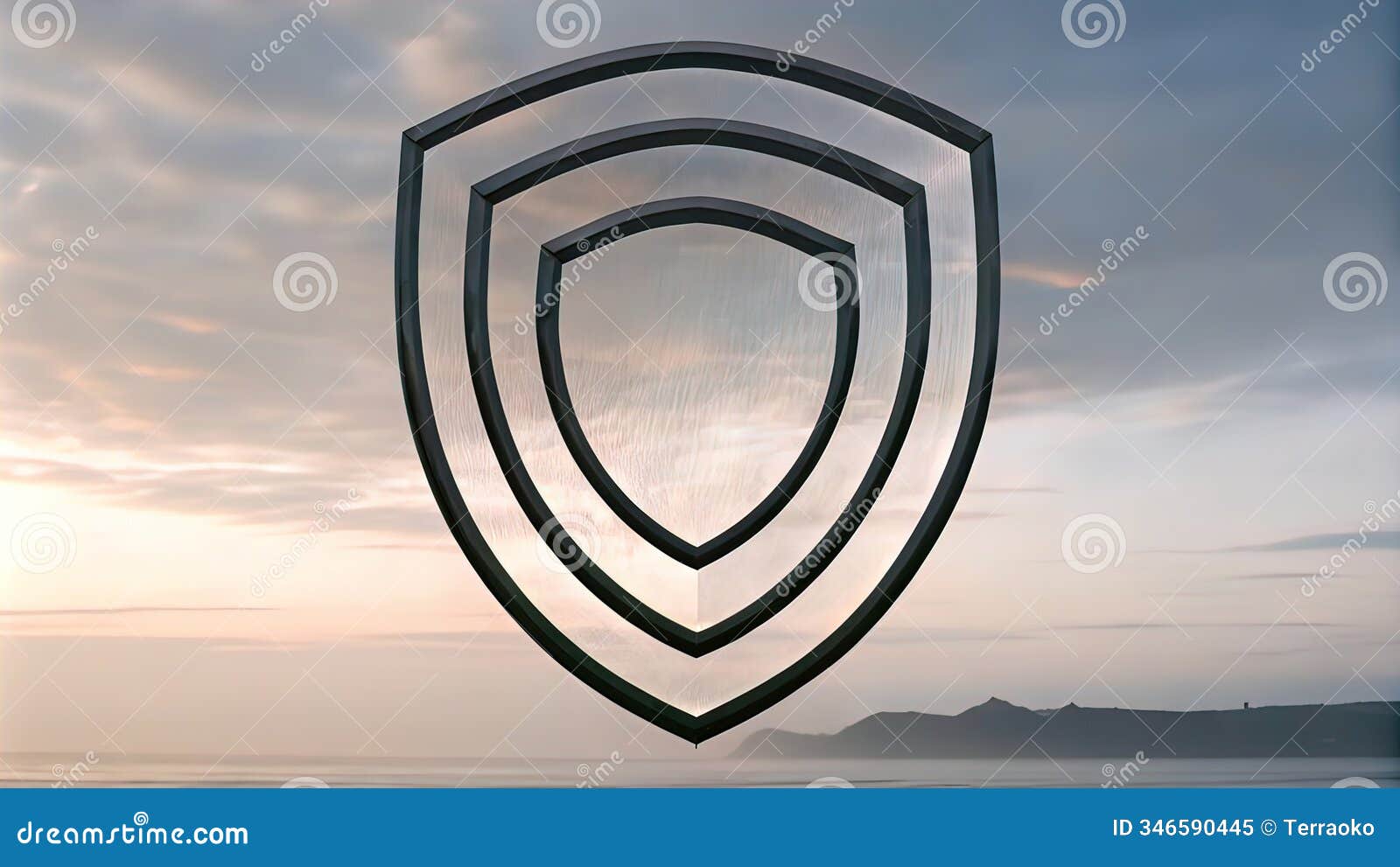 Collage with Modern Design of Electronic Shield Symbolizing the Concept ...