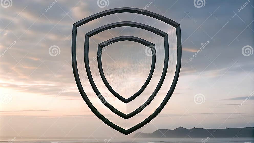 Collage with Modern Design of Electronic Shield Symbolizing the Concept ...