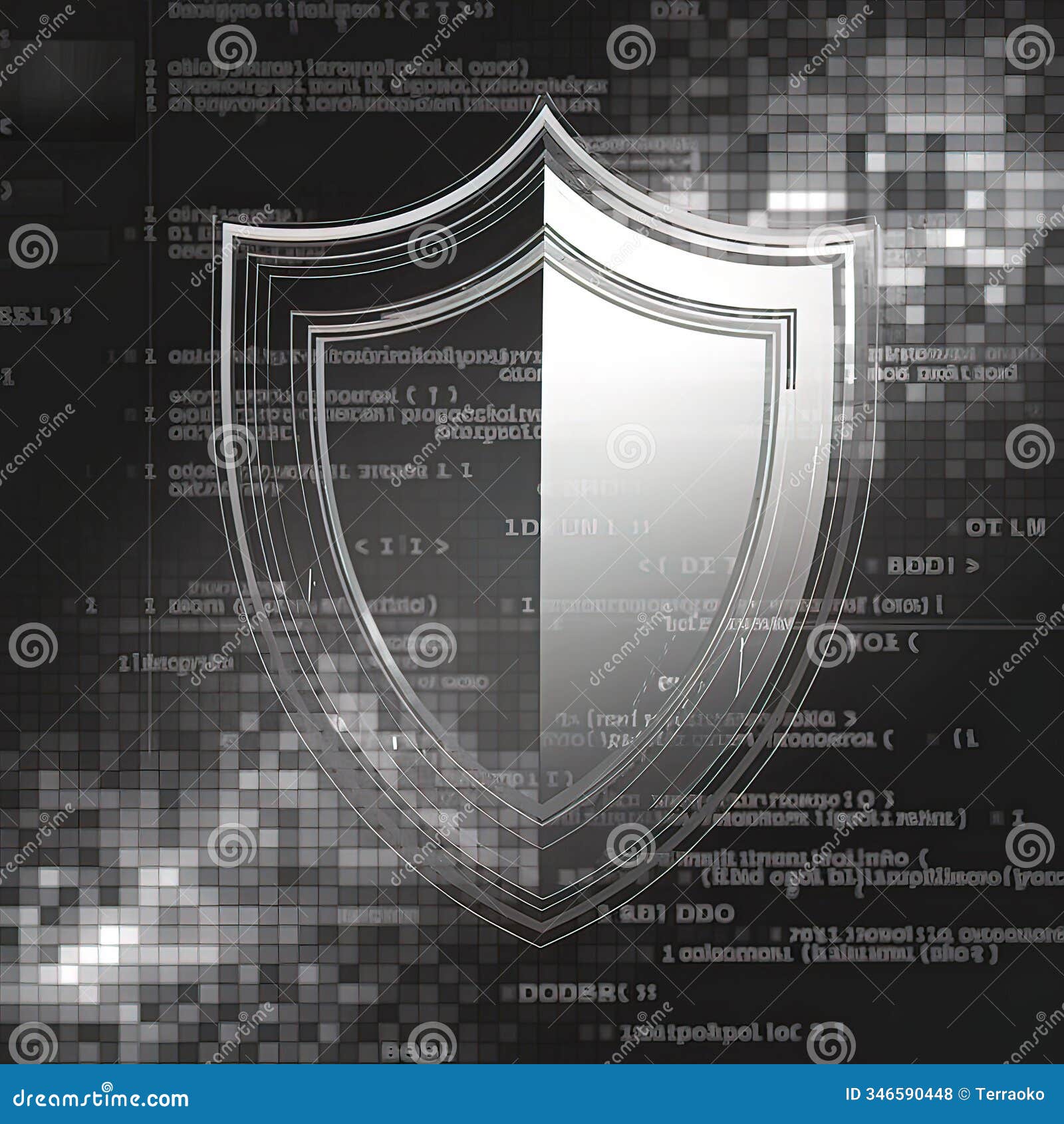 Collage with Modern Design of Electronic Shield Symbolizing the Concept ...