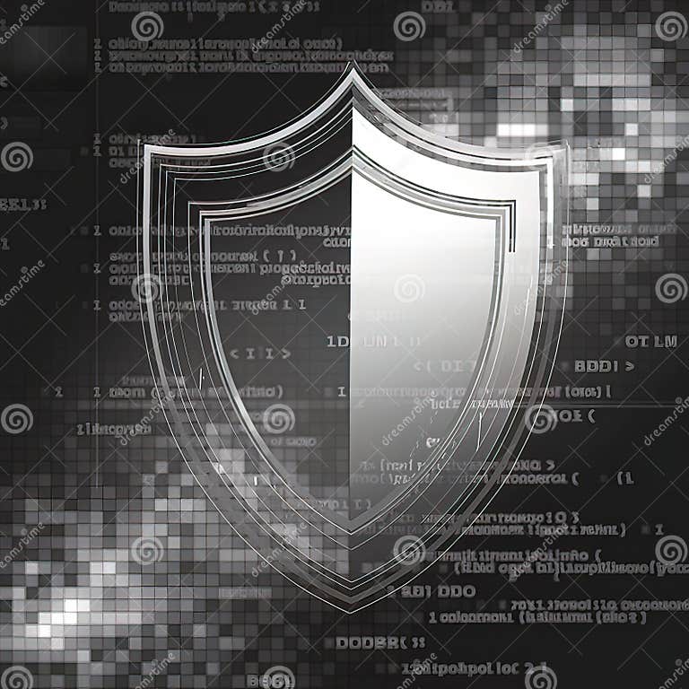 Collage with Modern Design of Electronic Shield Symbolizing the Concept of Computer Protection ...