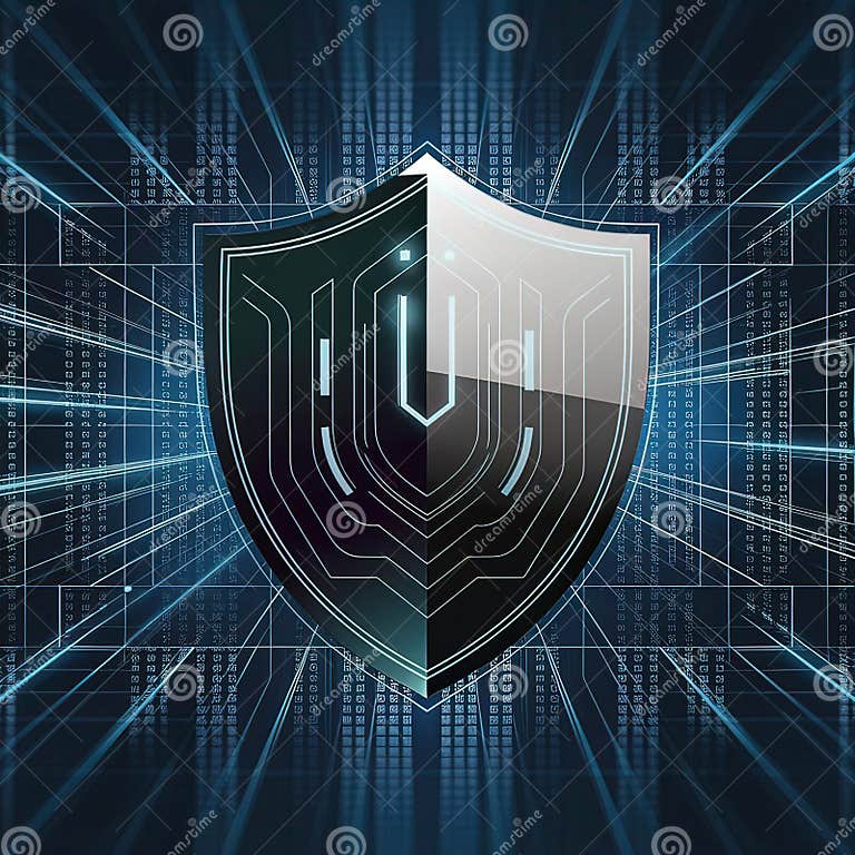 Collage with Modern Design of Electronic Shield Symbolizing the Concept ...