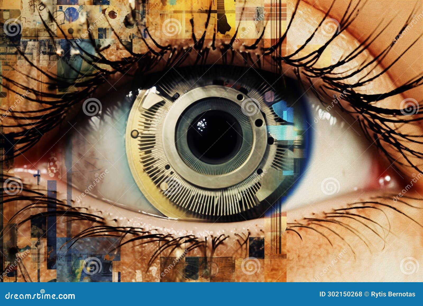 Collage of Modern Technology and Human Eye Stock Illustration ...