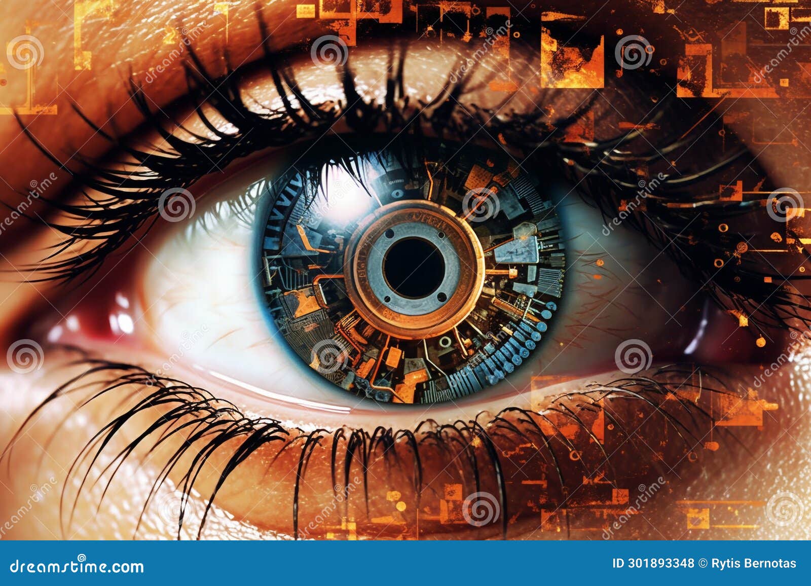 Collage of Modern Technology and Human Eye Stock Illustration ...