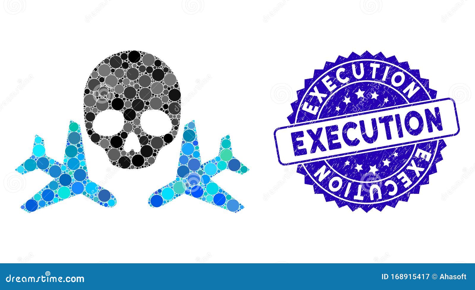 Collage Mortal Airplanes Icon with Scratched Execution Stamp Stock ...