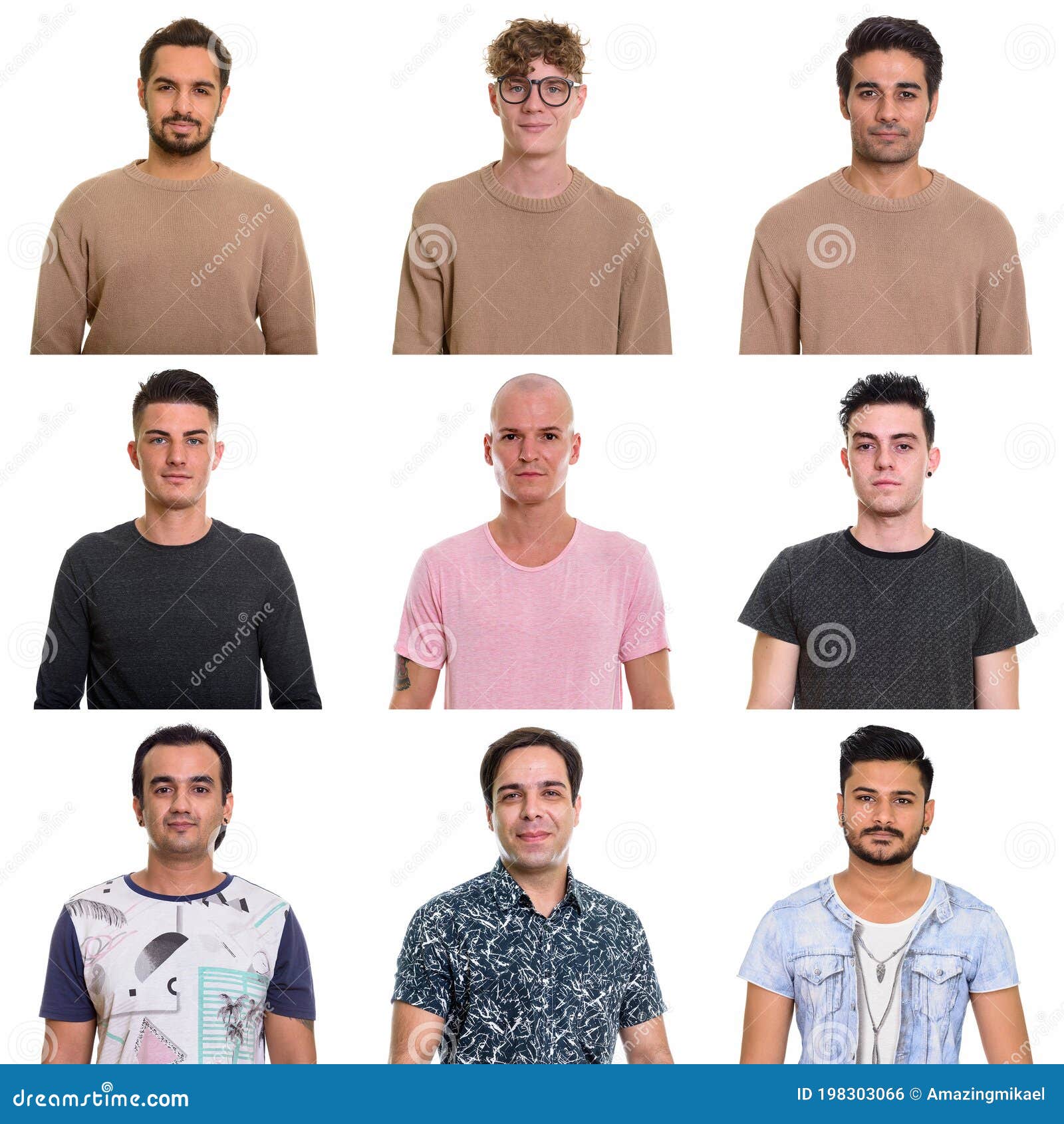 Collage of Multi Ethnic and Mixed Age Men Stock Photo - Image of ...