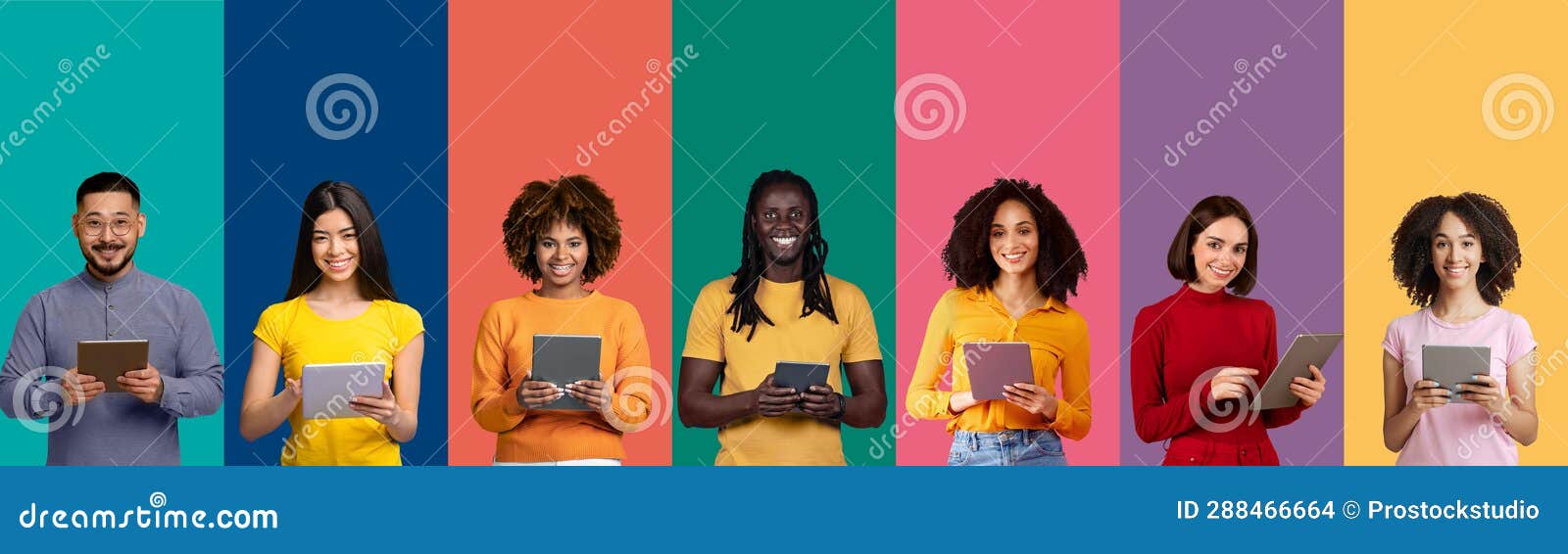 Collage of Multiethnic Diverse People Using Digital Tablets Stock Photo ...