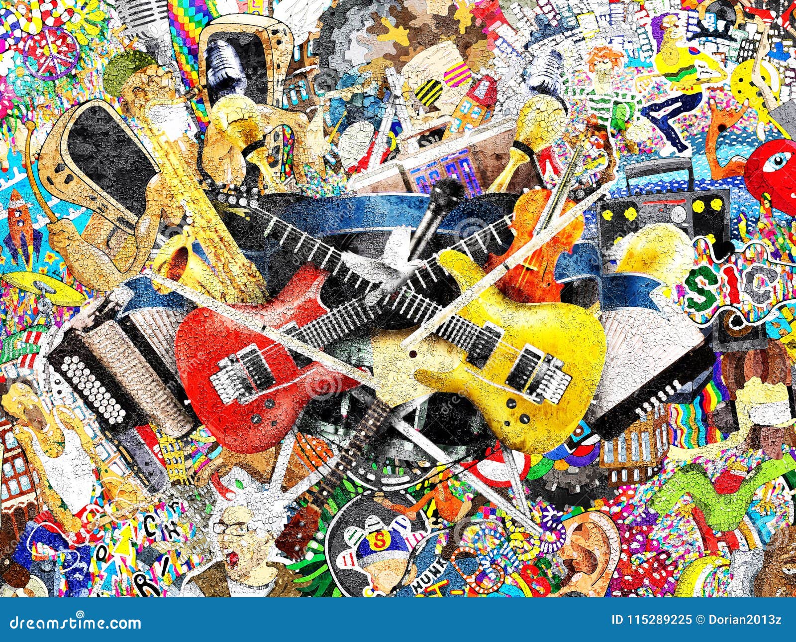 Collage of music stock image. Image of nostalgia, tuner - 115289225