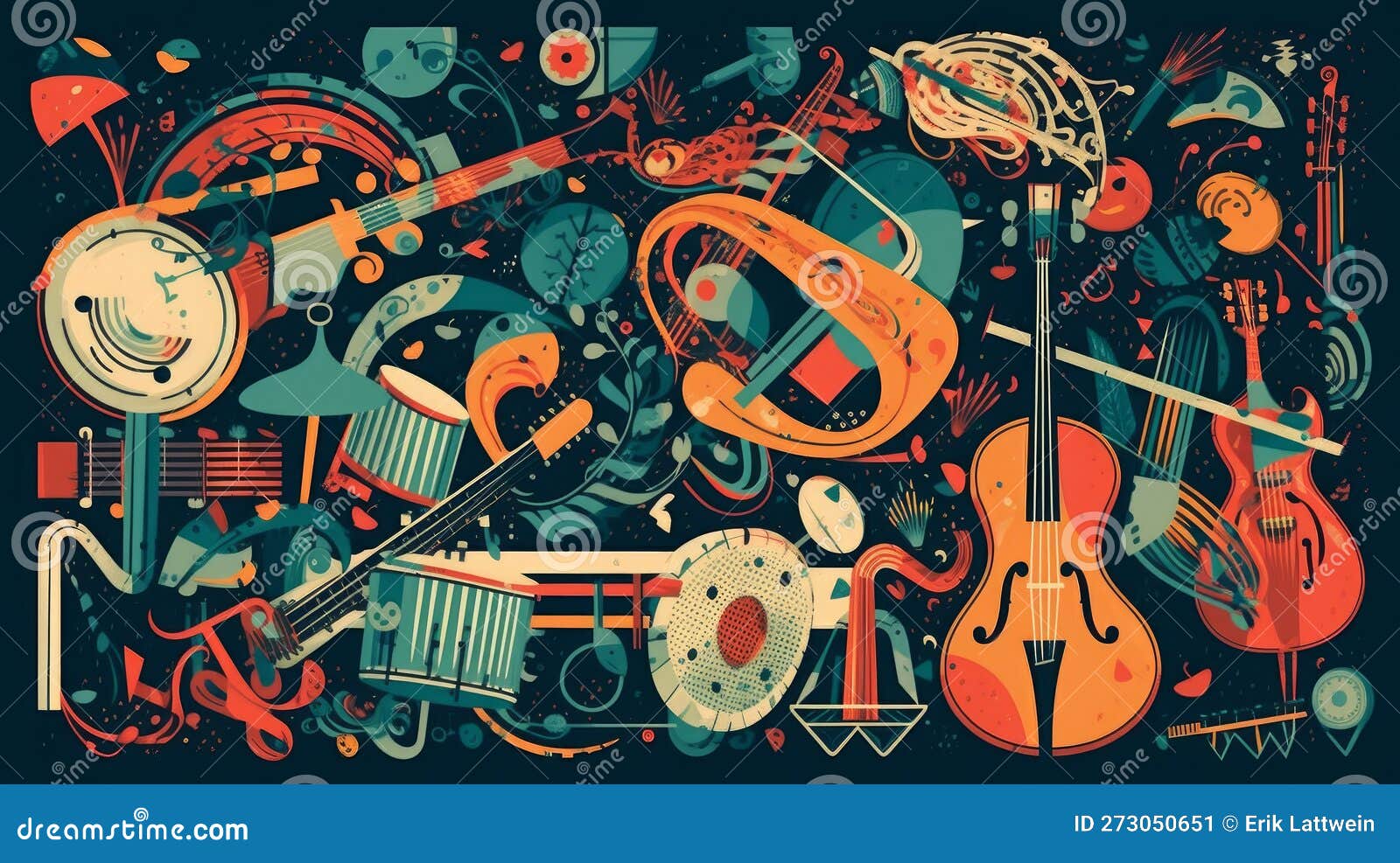 Collage of Music Instruments - Beautiful Illustration - Made with ...