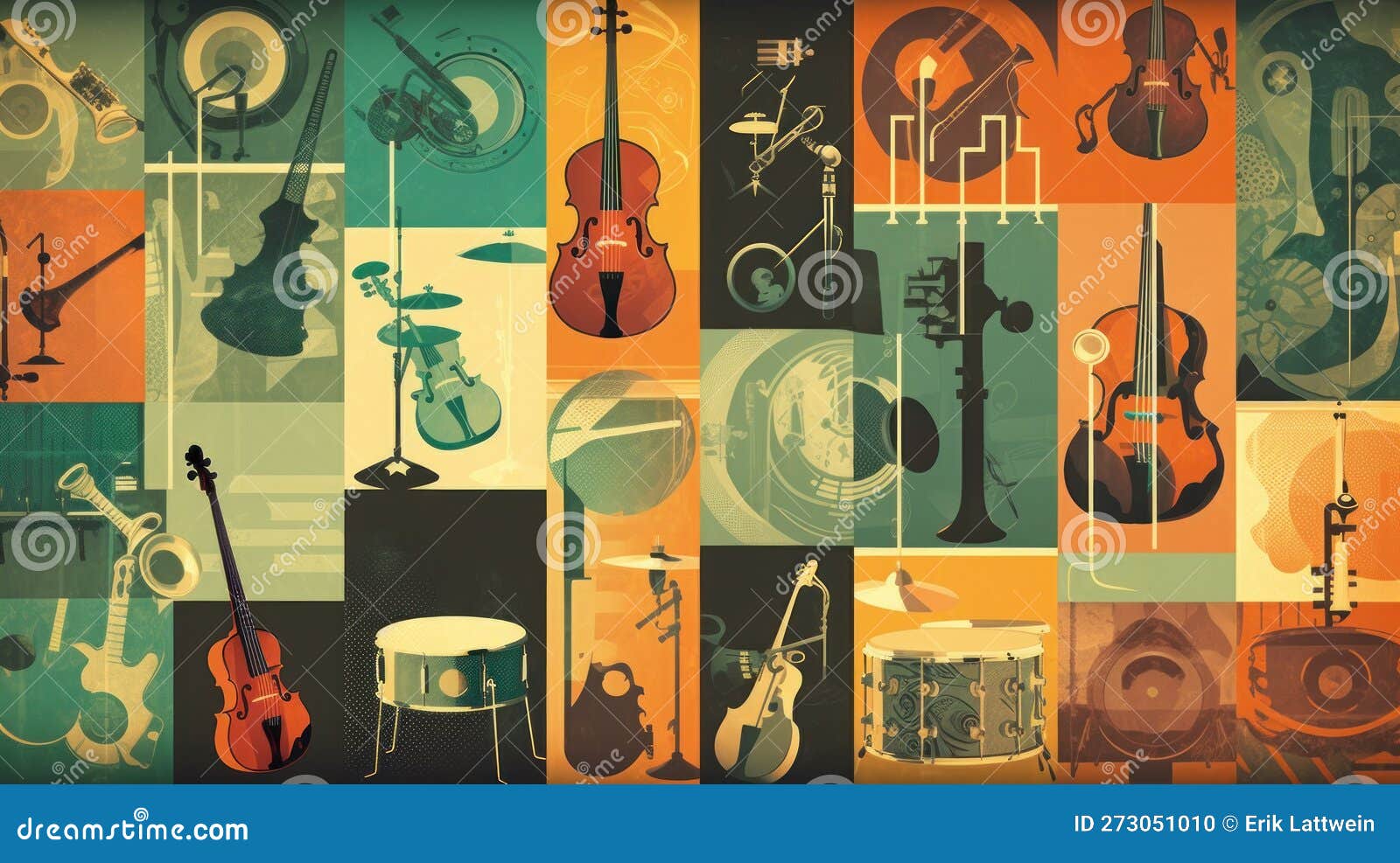 Collage of Music Instruments - Beautiful Illustration - Made with ...