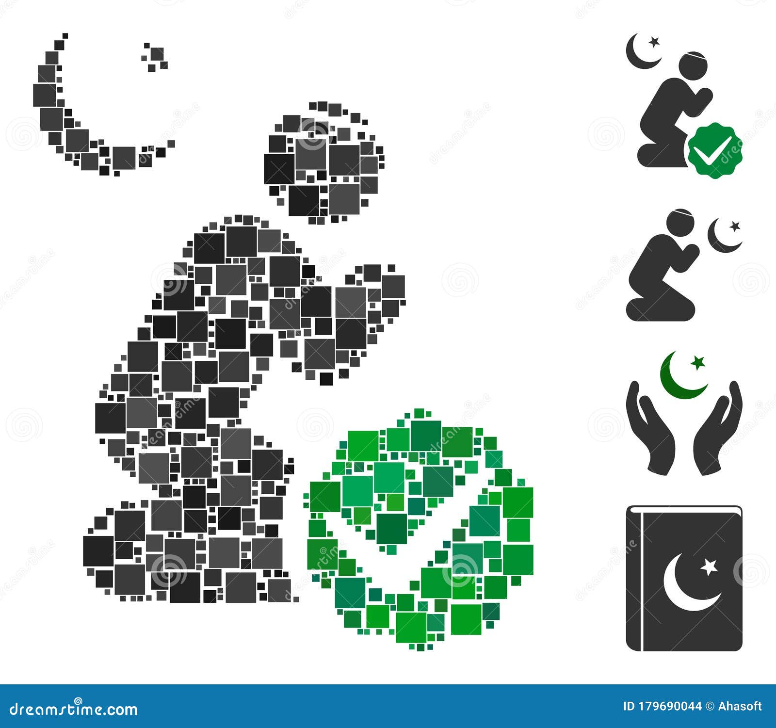 Square for Muslims Icon Vector Collage Stock Vector - Illustration of ...