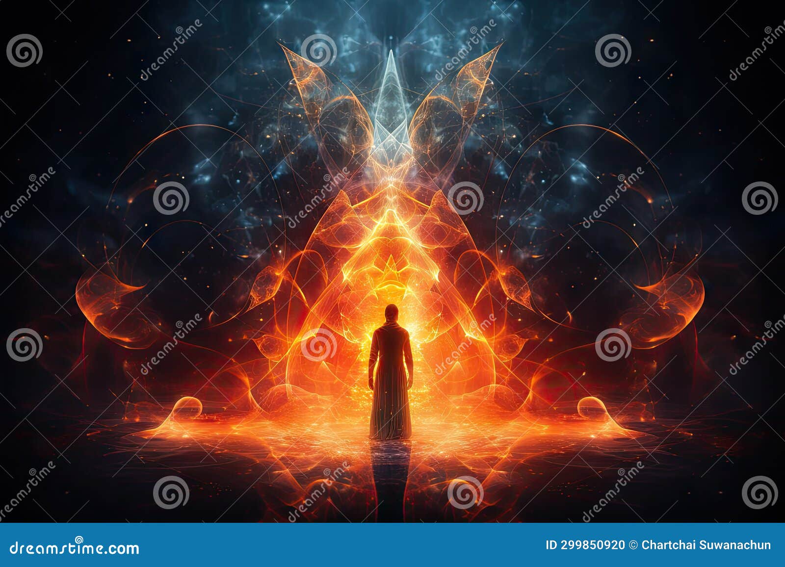 Collage. Mysterious Geometric Shapes with Neon Smoke Light Effect Stock ...