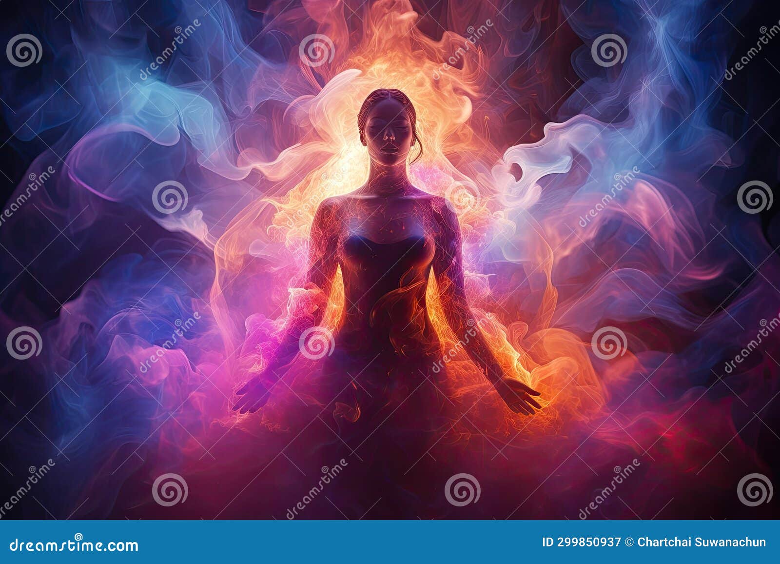 Collage. Mysterious Geometric Shapes with Neon Smoke Light Effect Stock ...