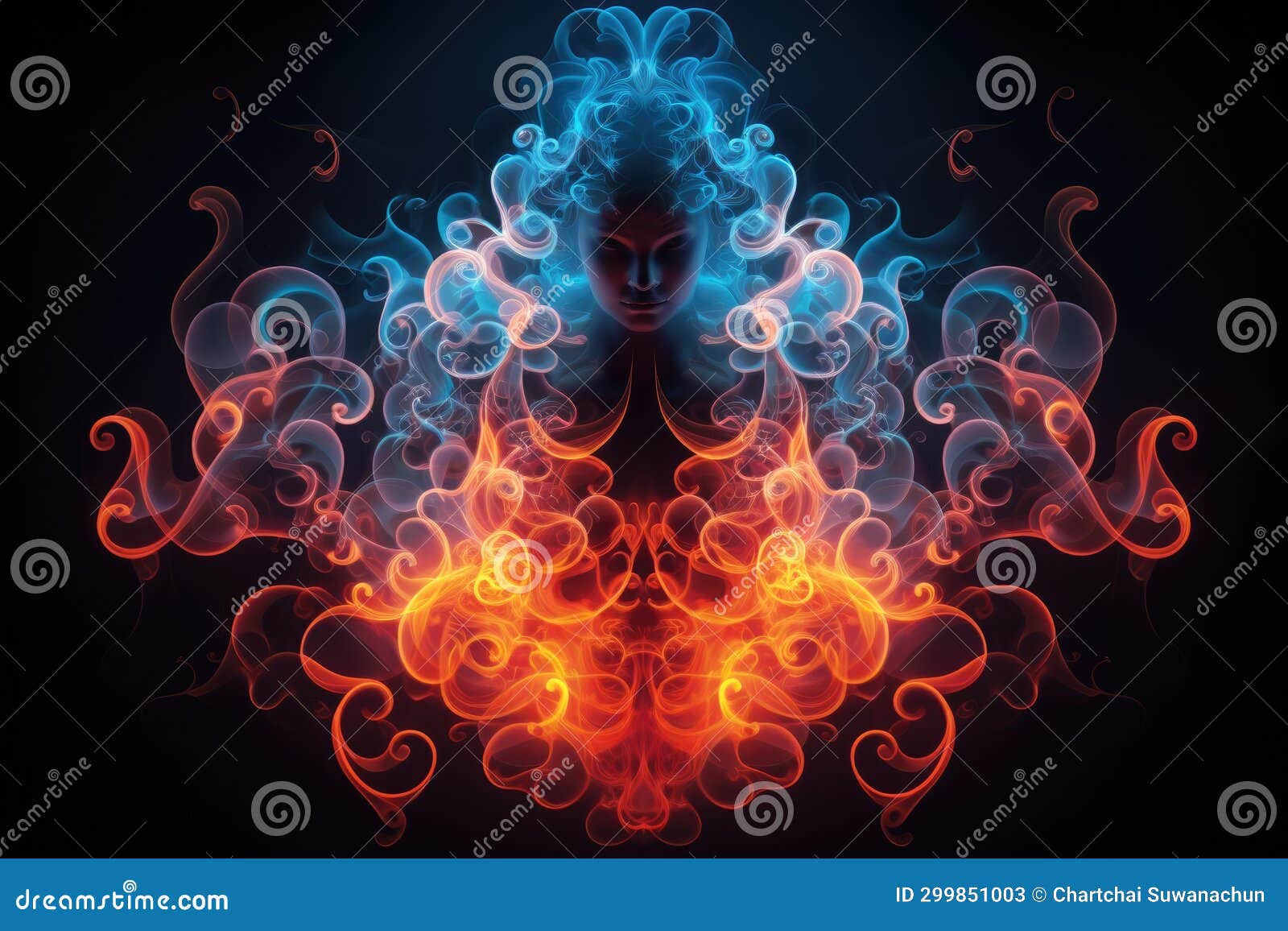 Collage. Mysterious Geometric Shapes with Neon Smoke Light Effect Stock ...