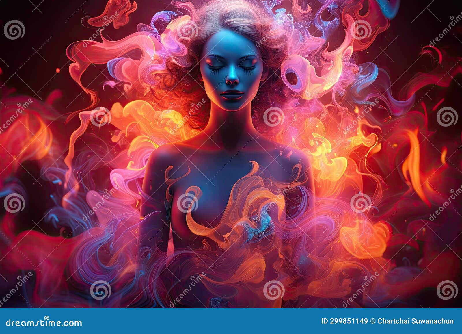 Collage. Mysterious Geometric Shapes with Neon Smoke Light Effect Stock ...