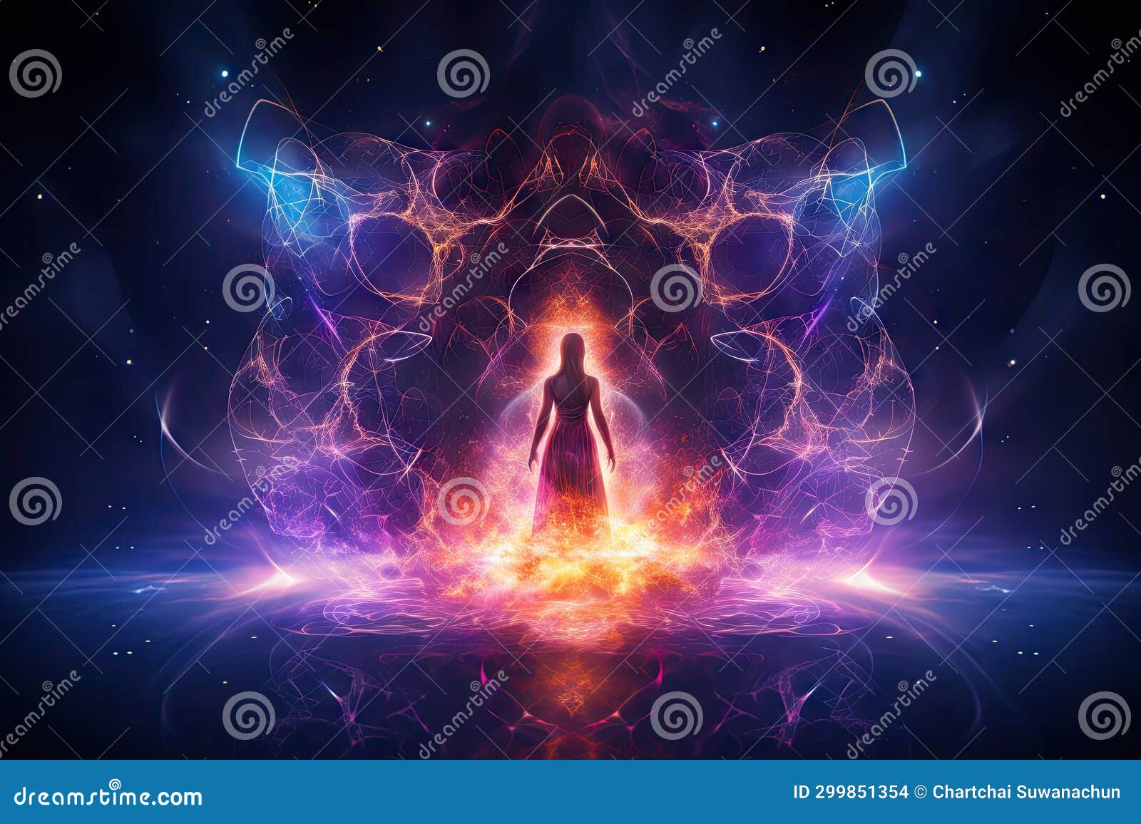 Collage. Mysterious Geometric Shapes with Neon Smoke Light Effect Stock ...