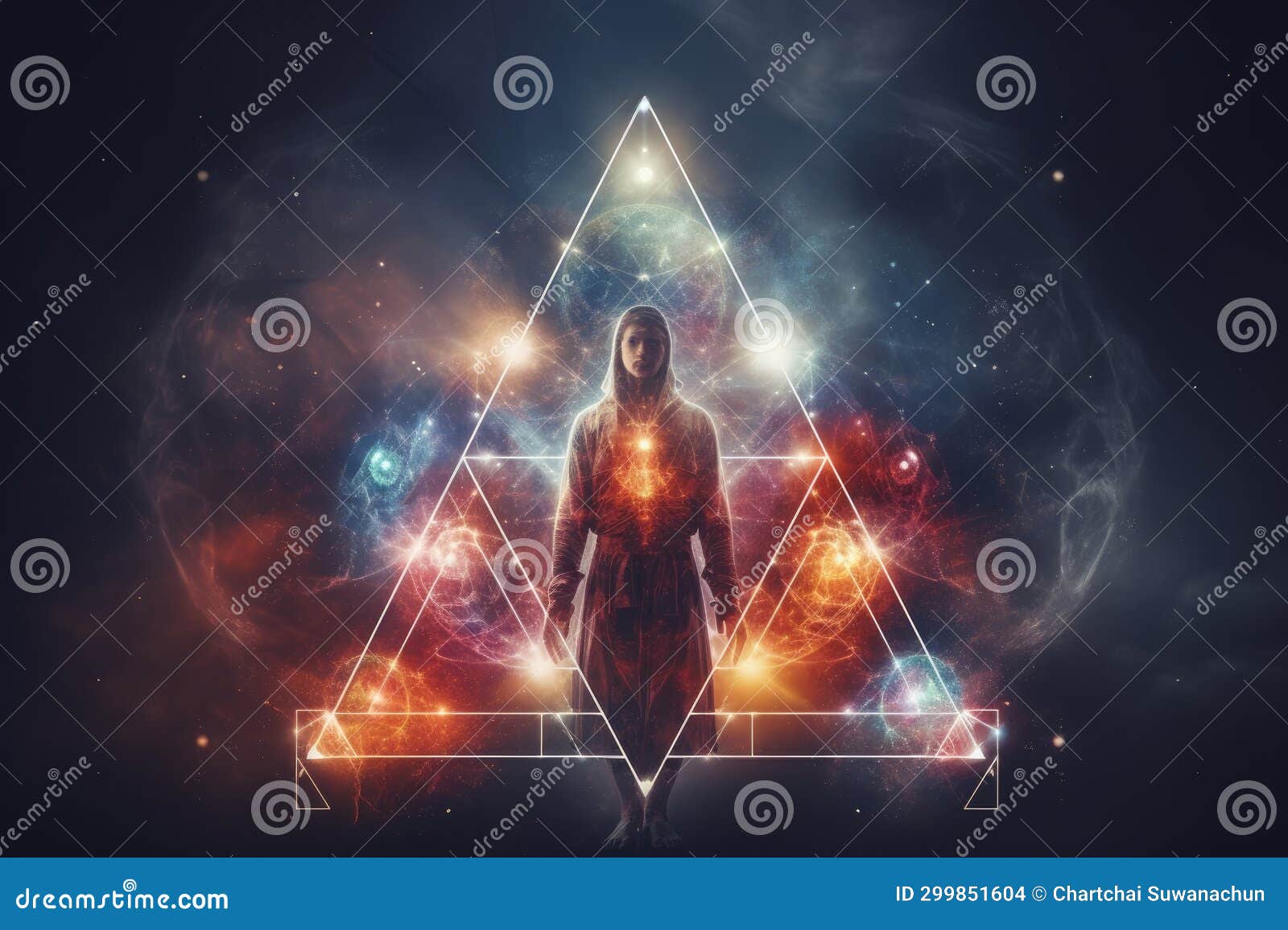 Collage. Mysterious Geometric Shapes with Neon Smoke Light Effect Stock ...
