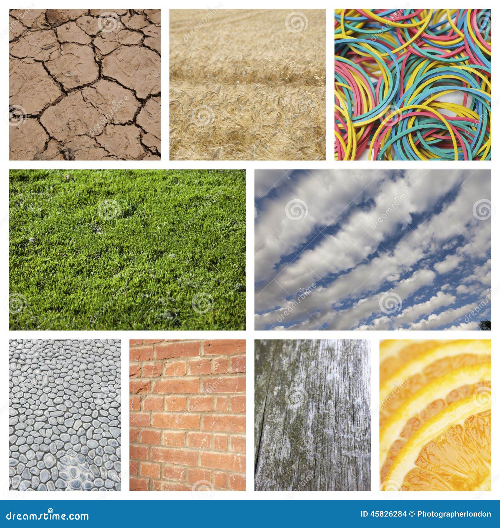 Collage of Nature with Brick Wall and Rubber Bands Stock Photo - Image ...