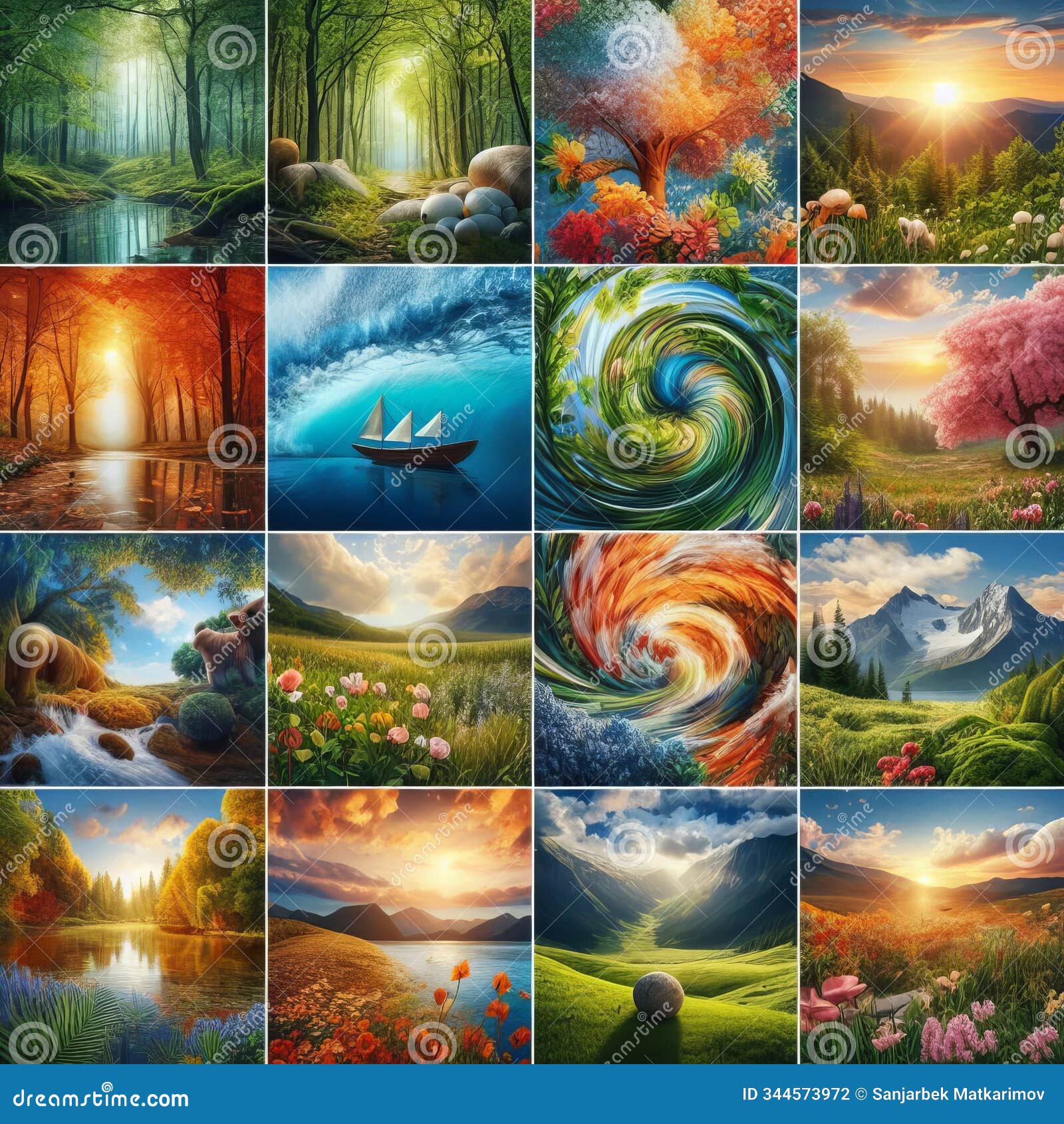 Collage of Nature Scenes Digital Collage a Collage of Different Stock ...