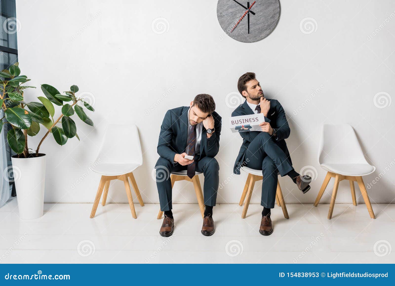 Collage of Nervous Young Businessman Waiting Stock Image - Image of ...