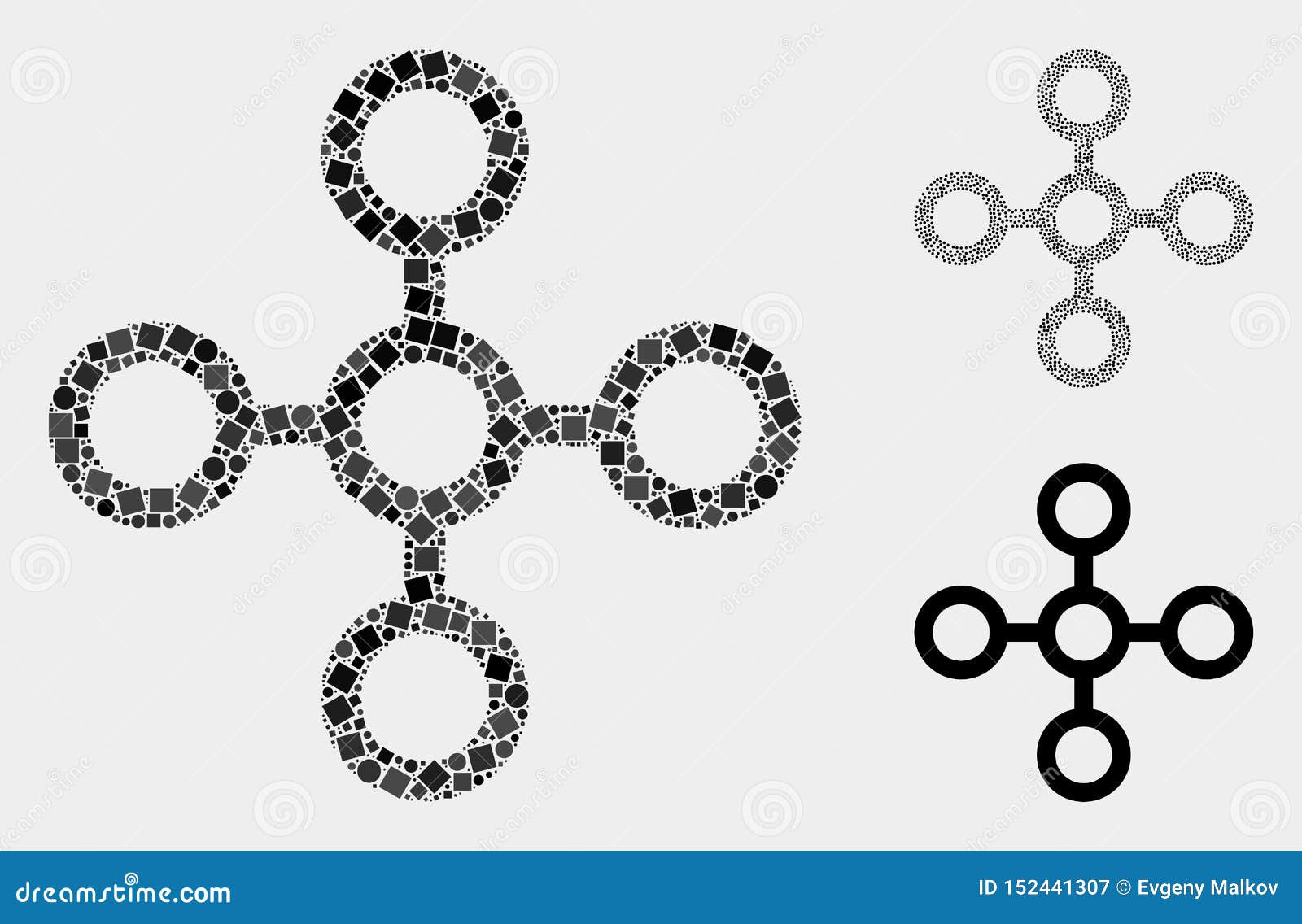 Network Node Icon Collages of Squares and Circles Stock Vector ...