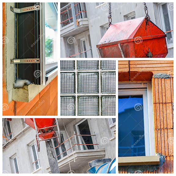 Collage of a New Residential Building Stock Photo - Image of home ...